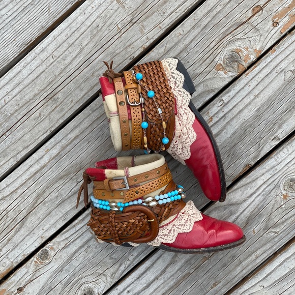 Shoes | Red Roper Style Cowboy Boots Sz 8 Boho Ankle Boots | Poshmark
